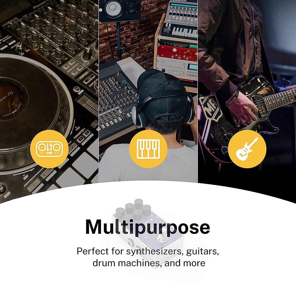 Donner White Tape Stereo Delay Pedal, Analog Delay with Echo Effect, True Bypass, 2 Independent Channels for Electric Guitar, Bass, Synth, Drum Machine