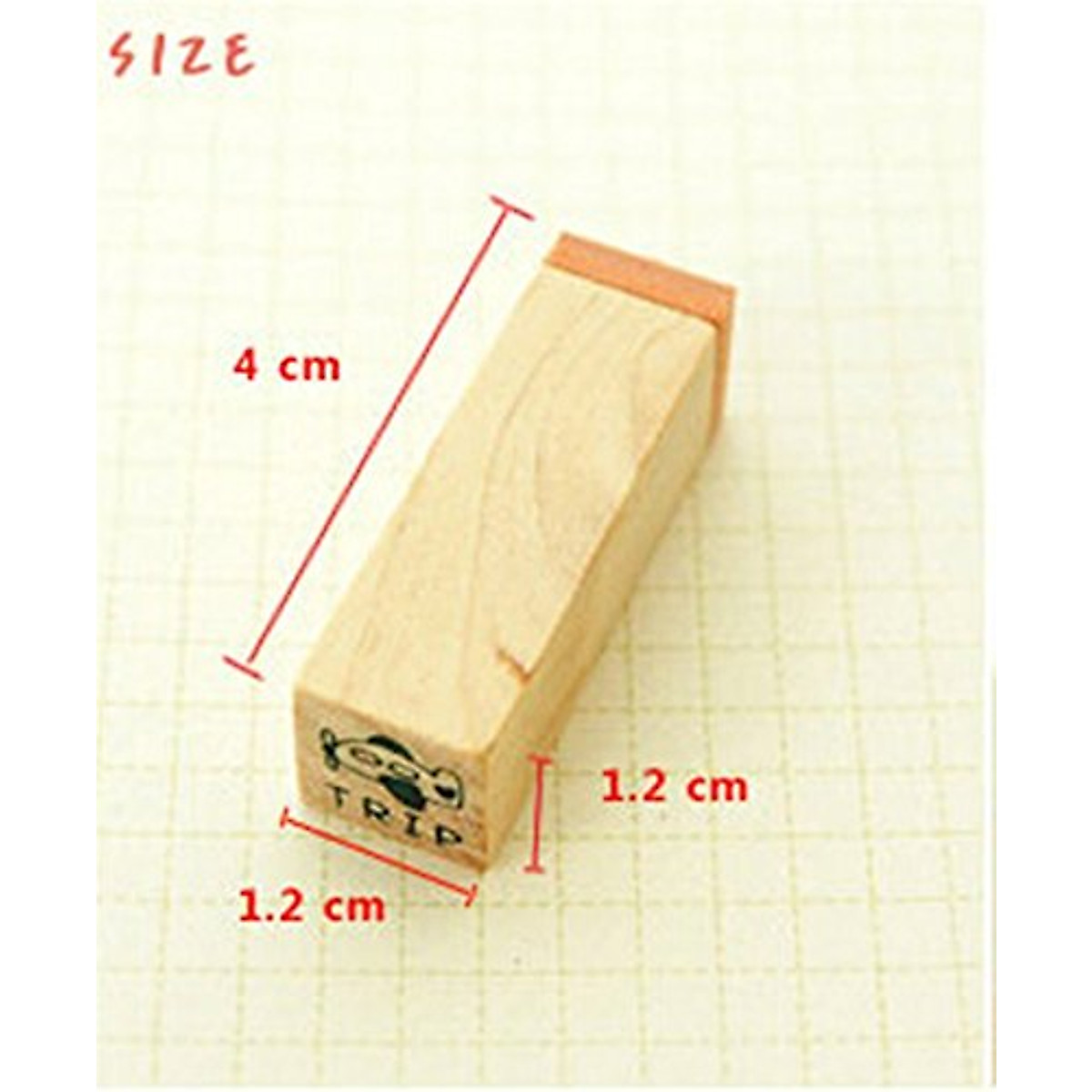 Pack of 25 Pcs Small Green Happy Life Shape Wooden Rubber Stamps with Box for DIY Craft Card and Photo Album (Green)