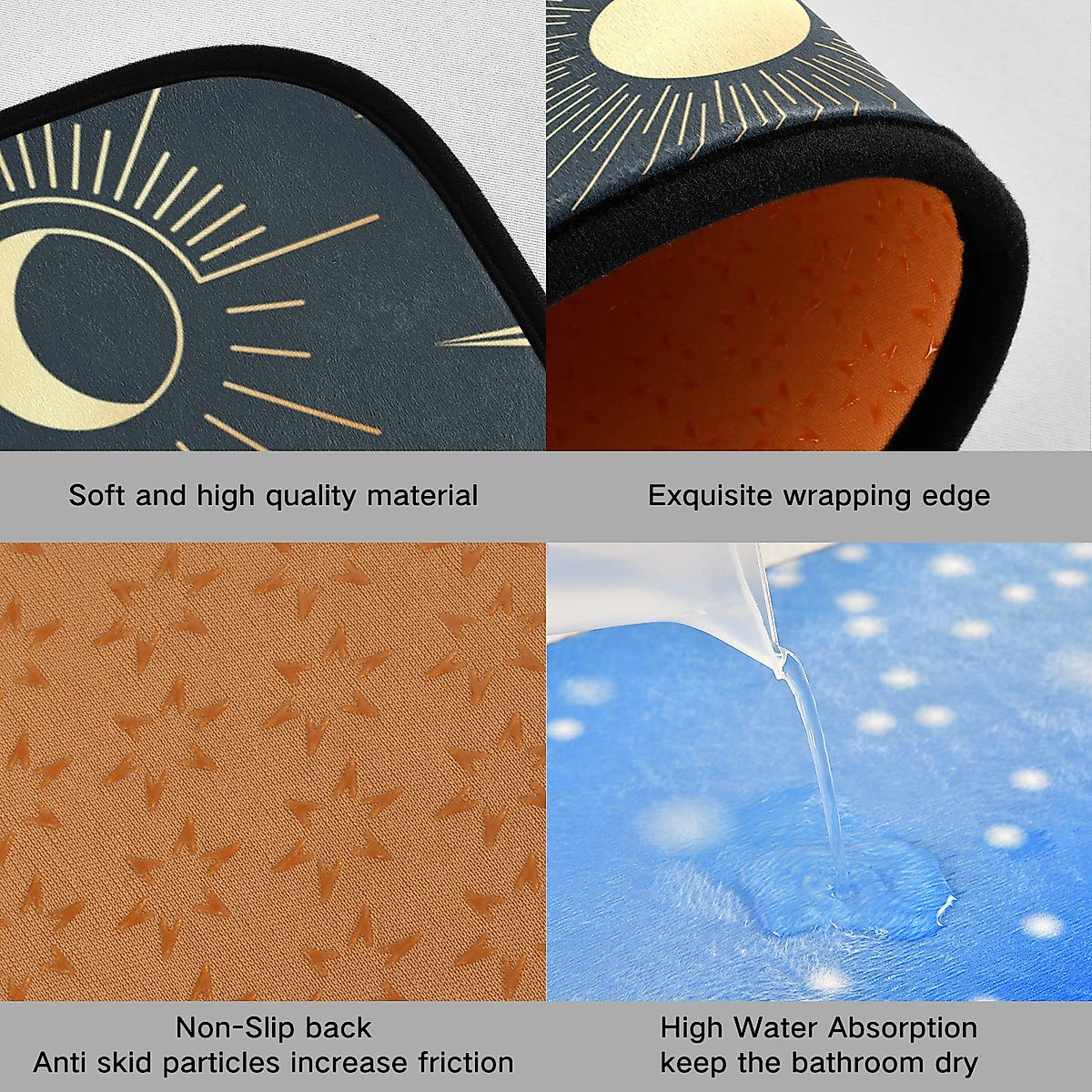 ZENWAWA Alchemy Star Moon Sun Anti Fatigue Kitchen Mat 2 Pieces Set Cushioned Kitchen Rug Waterproof Non Slip Comfort Standing Padded Floor Rugs