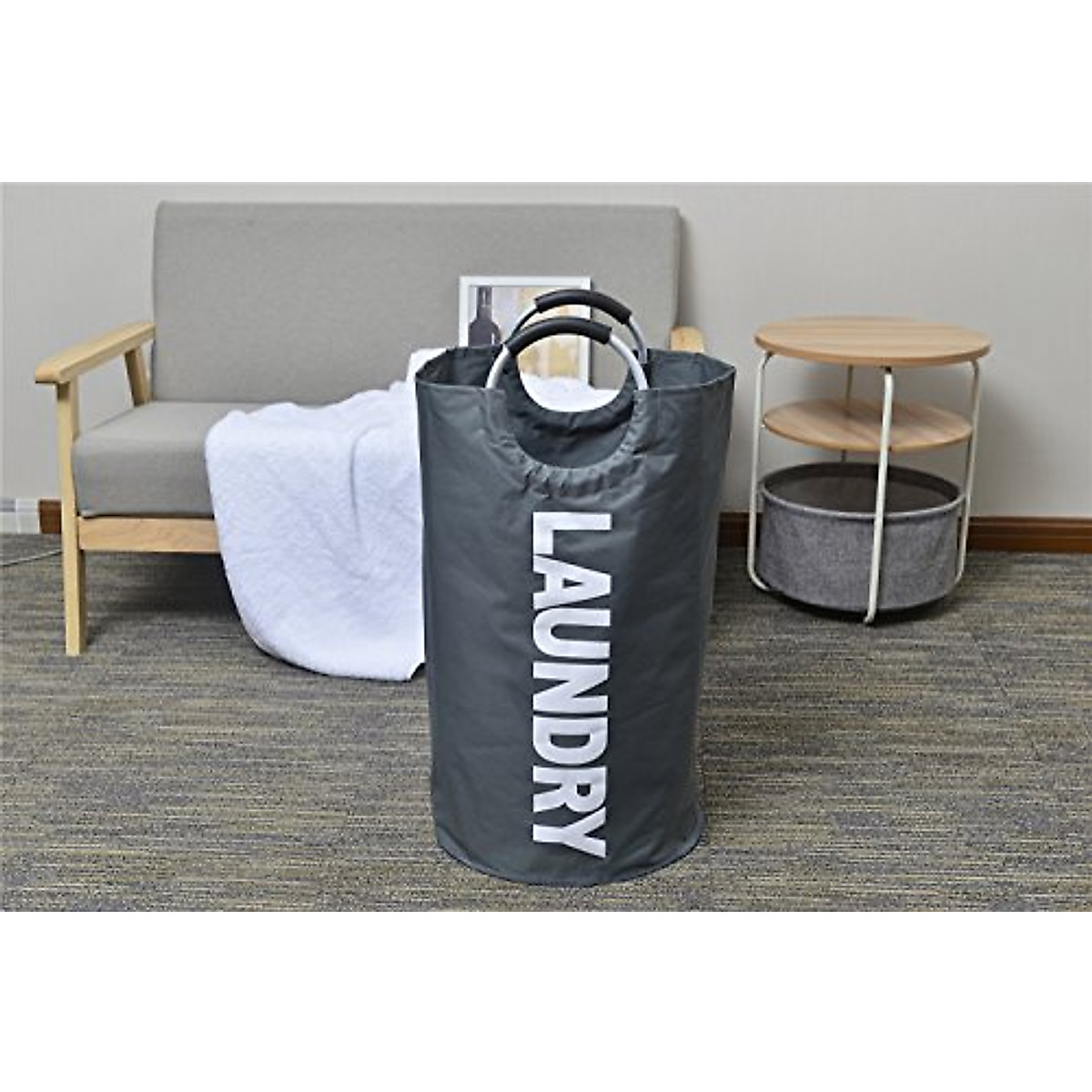 ZHOUDUN ZD-WD3-008B-GRAY 115L Large Heavy Duty Laundry Basket Collapsible Non-Slip Padded Laundry Bag With Handles Waterproof Collapsible Fabric Washing Laundry Hampers For Bedroom Dorm Travel