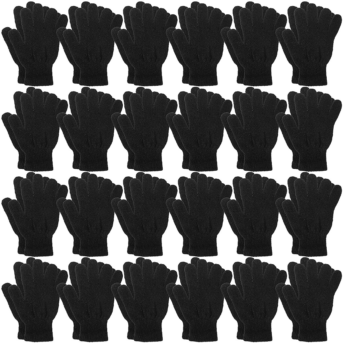 Handepo 24 Pairs Winter Magic Warm Gloves Stretchy Knit Gloves Cotton Gloves for Women Men Adults Cold Weather (Black)