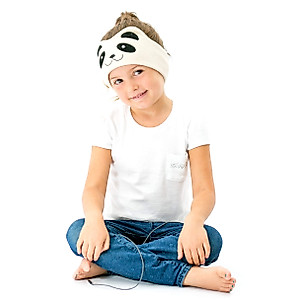 CozyPhones Over The Ear Headband Headphones - Kids Headphones Volume Limited with Thin Speakers & Super Soft Fleece Headband - Ivory Panda