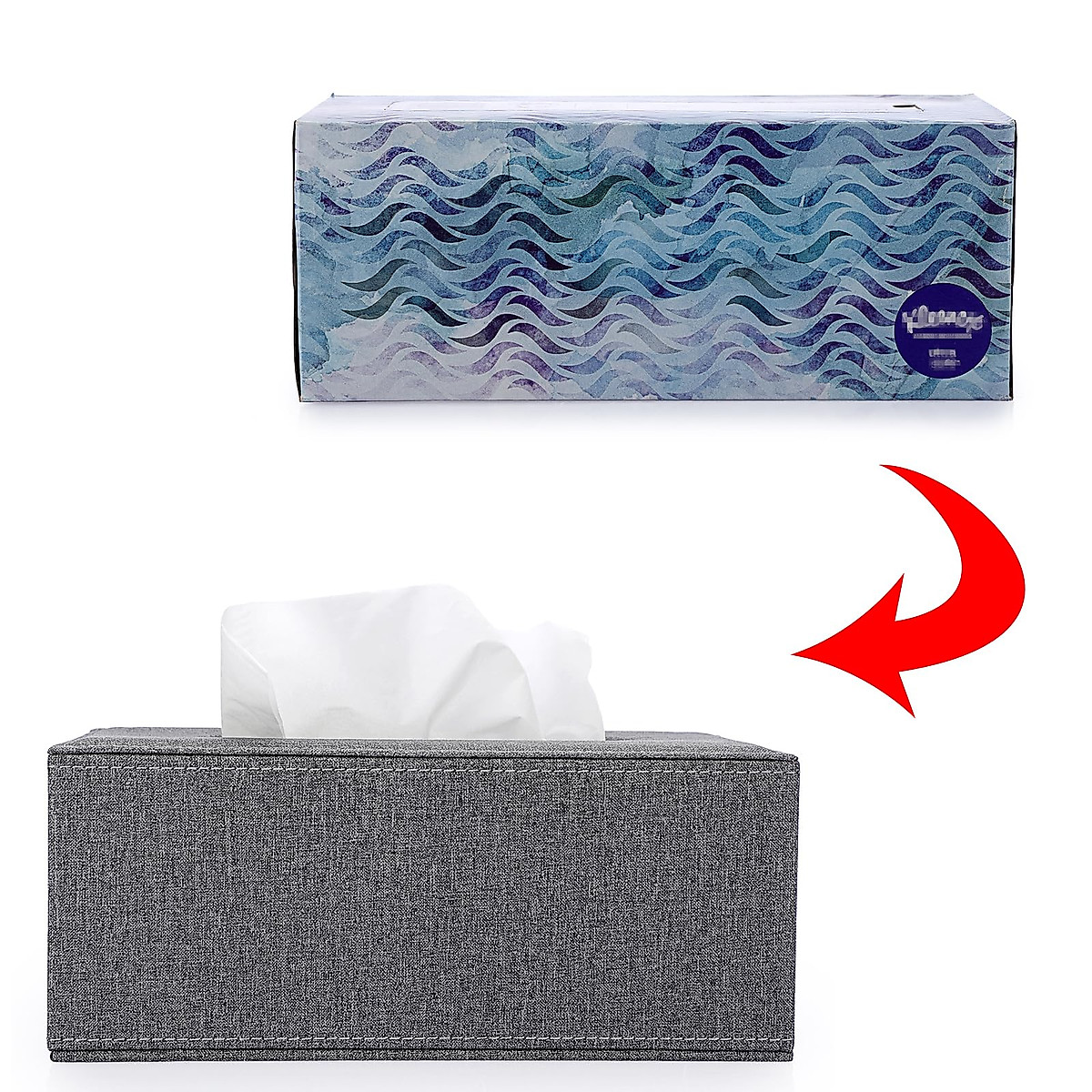 Sumnacon Tissue Box Cover Rectangle Linen Tissue Box, Stylish Tissue Box Holder with Magnetic Bottom,Decorative Tissue Cover for Bathroom Living Room Toilet Table Desk Office Car, Grey