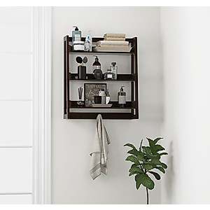 UTEX Bathroom Wall Shelf, 3 Tier Wall Mount Floating Shelves, Over Toilet Storage Shelf Organizer, Espresso