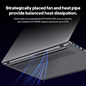 WIPEMIK Laptop, 12GB LPDDR5 RAM 512GB NVMe SSD Laptop Computer, 4-Core N95 Processor, 15.6 Inch 1080P IPS Display Win11 Pro Laptops, 2.4G/5G WiFi, BT 5.0, Ethernet, USB Type-C, Fingerprint