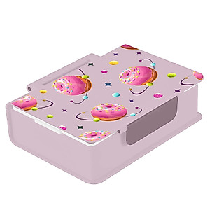 BOENLE Cosmic Planet Donuts Bento Lunch Box for Kids Bento Box with 3 Compartment,Lunch Containers Built-In Reusable Fork & BPA-Free Leakproof,Pink
