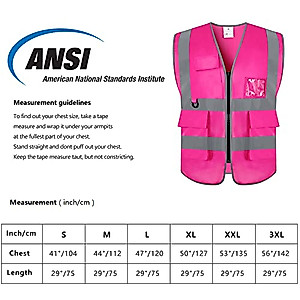 VICRR High Visibility Safety Vest with Reflective Strips Pockets, Work Vest for Men & Women