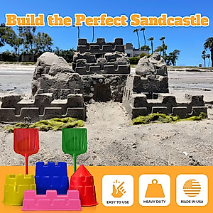 Back Bay Play Sand Castle Molds Sand Castle Building Kit - Beach Toys Kit - Snow & Sand Toys Sets for Kids Outdoor Sandbox Toys for Toddlers 1.5 Year and Up Made in USA (6 Piece with Shovels)