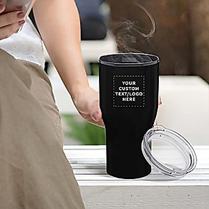 Custom Stainless Steel Travel Mugs by Challenger 28 oz. Set of 6, Personalized Bulk Pack - Perfect for Coffee, Soda, Other Hot & Cold Beverages - Black