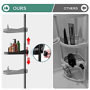 COCONUT Shower Caddy Tension Pole, 54-114 Inch Rustproof Corner Shower Caddy 4 Tier Adjustable Plastic Shelves for Bathtub Drill Free Shower Organizer Quick Installation Bathroom Storage Rack