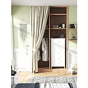 BOLUO Tall White Dresser for Bedroom - 5 Drawer Dressers & Chests of Drawers Fabric Dresser Storage Tower for Closet Kids and Adult Modern
