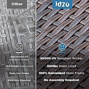 IDZO Katalina Chaise Lounge Set of 2-500lbs Support, UV Wicker, Ergonomic Wave Design, Reclining Backrest, Patio Furniture Set, Multi-Brown