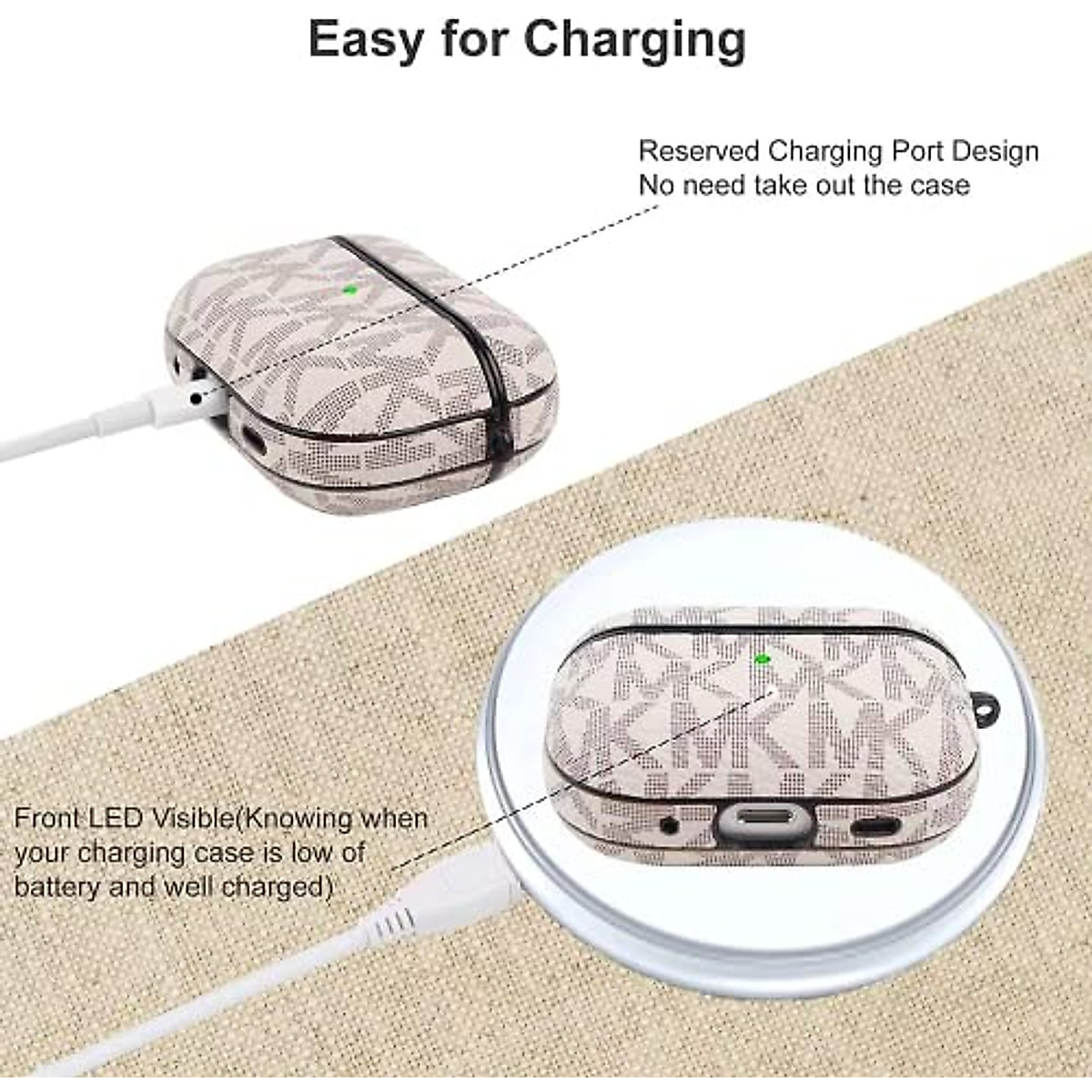 AirPods Pro 2nd Generation Case with Keychain, Luxury Newest Full-Body Hard Shell Shock-Absorbing Airpods Pro 2 Protective Cover Wireless Charging Case [Front LED Visible]