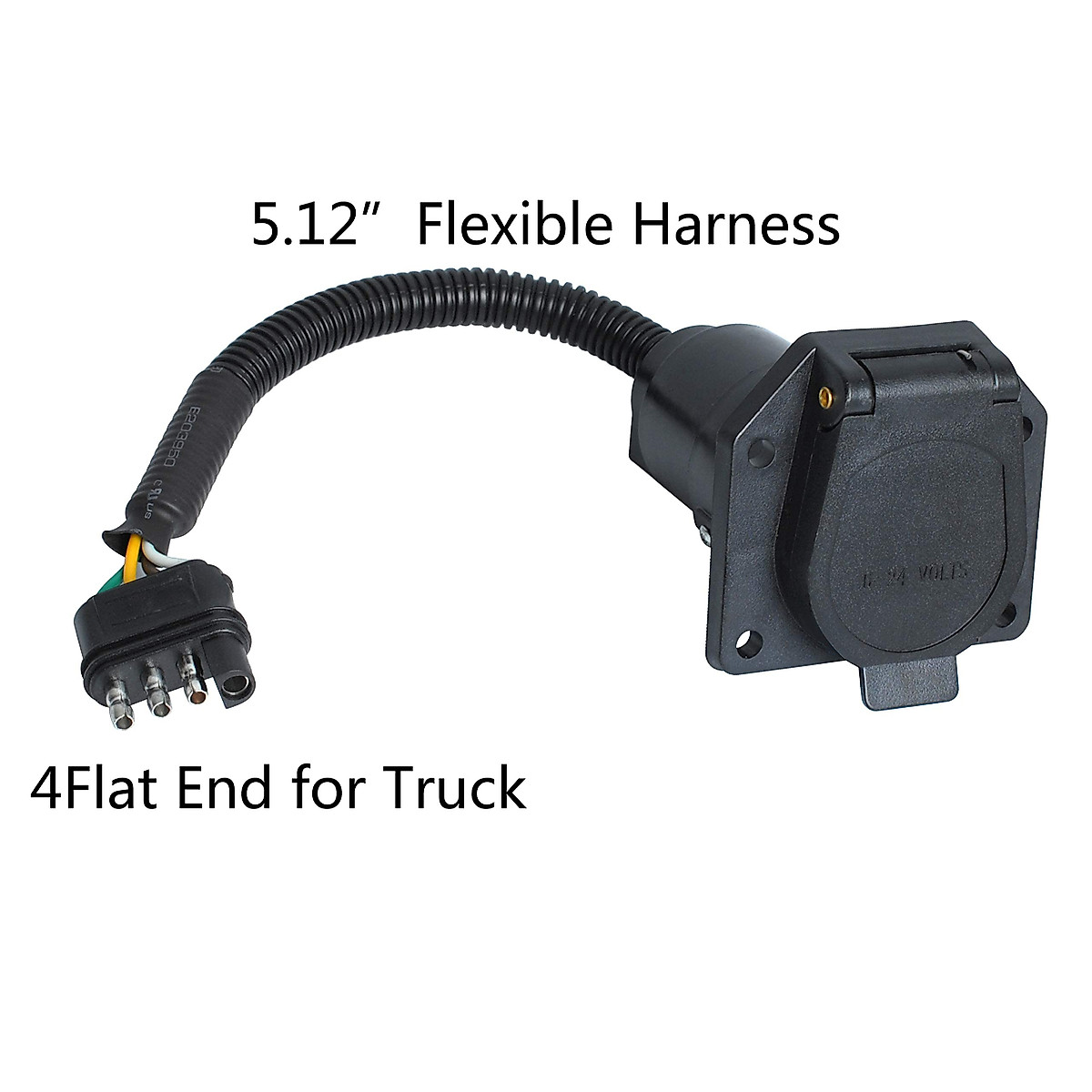 4 Flat to 7 Blade Trailer Light Adapter, Wiring Reverse Plug Connector with Mounting Bracket for Car Truck RV Side to Trailer Side Towing Solutions, RV 7 Pin to 4 Pin Trailer Adapter