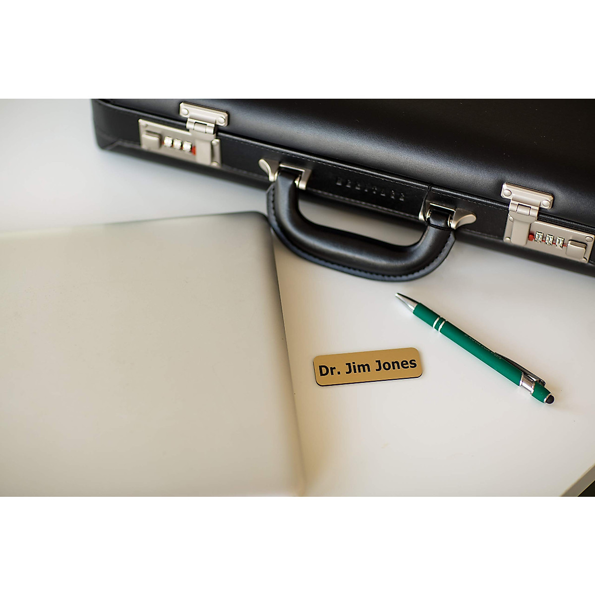 Custom Engraved Name Tag Badges – Personalized Identification with Pin or Magnetic Backing, 1 Inch x 3 Inches, European Gold/Black