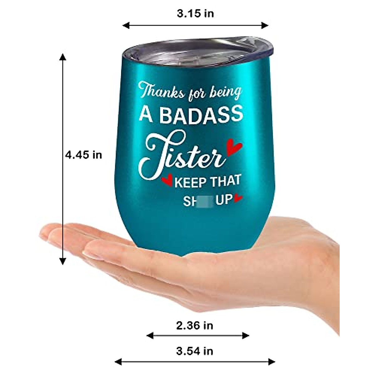 Fancyfams Sister Gifts from Sister, Brother, Funny Gifts for Sister, Sister in Law, Birthday Gifts for Sister - Unbiological, Soul Sister, Wine Tumbler (Being Sister -Turquoise)