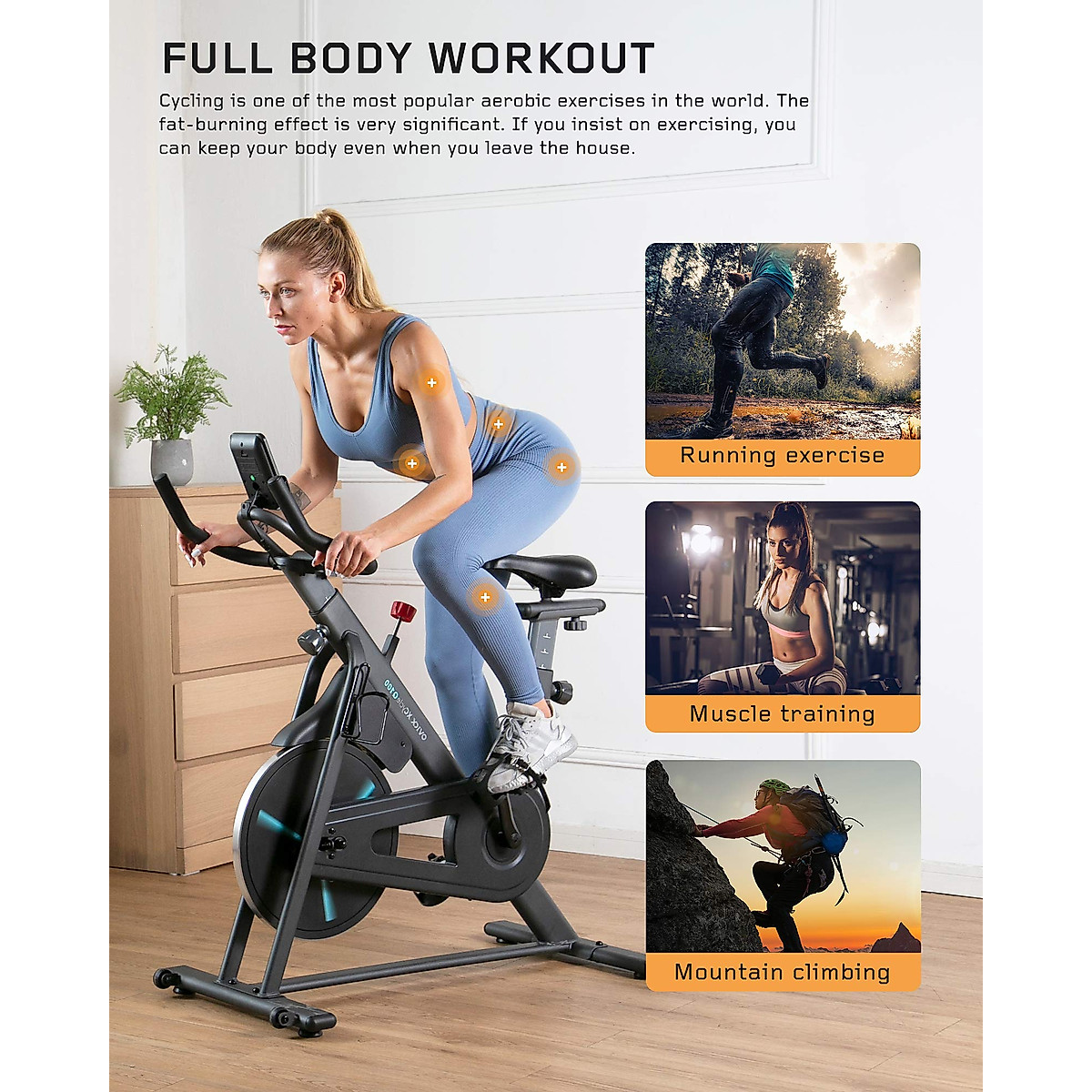 OVICX Indoor Cycling Bike Stationary Bike with Magnetic Resistance Indoor Cycling Bike Exercise Bikes Fully Adjustable Comfortable Seat and Handlebar for Home