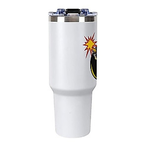 Bomb Exploded 40oz Water Bottle Double Wall Insulated Tumbler with Handle Leakproof Travel Mug Deep Blue-style