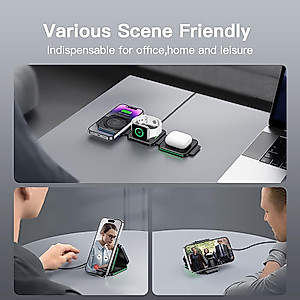 MURPISO 3 in 1 Charging Station for Apple,Magnetic Foldable Charger for Travel,Wireless Charger Pad for iPhone 15/14/13/12/Pro/Max/Mini,AirPods Wireless/Pro,iWatch Ultra/SE/9/8/7/6/5/4/3/2