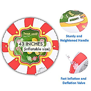 Snow Tube, Snow Sled for Kids and Adults, 48 Inches Heavy Duty Snow Tubes with Double Bottom, Candy Snow Toys for Sweet Party