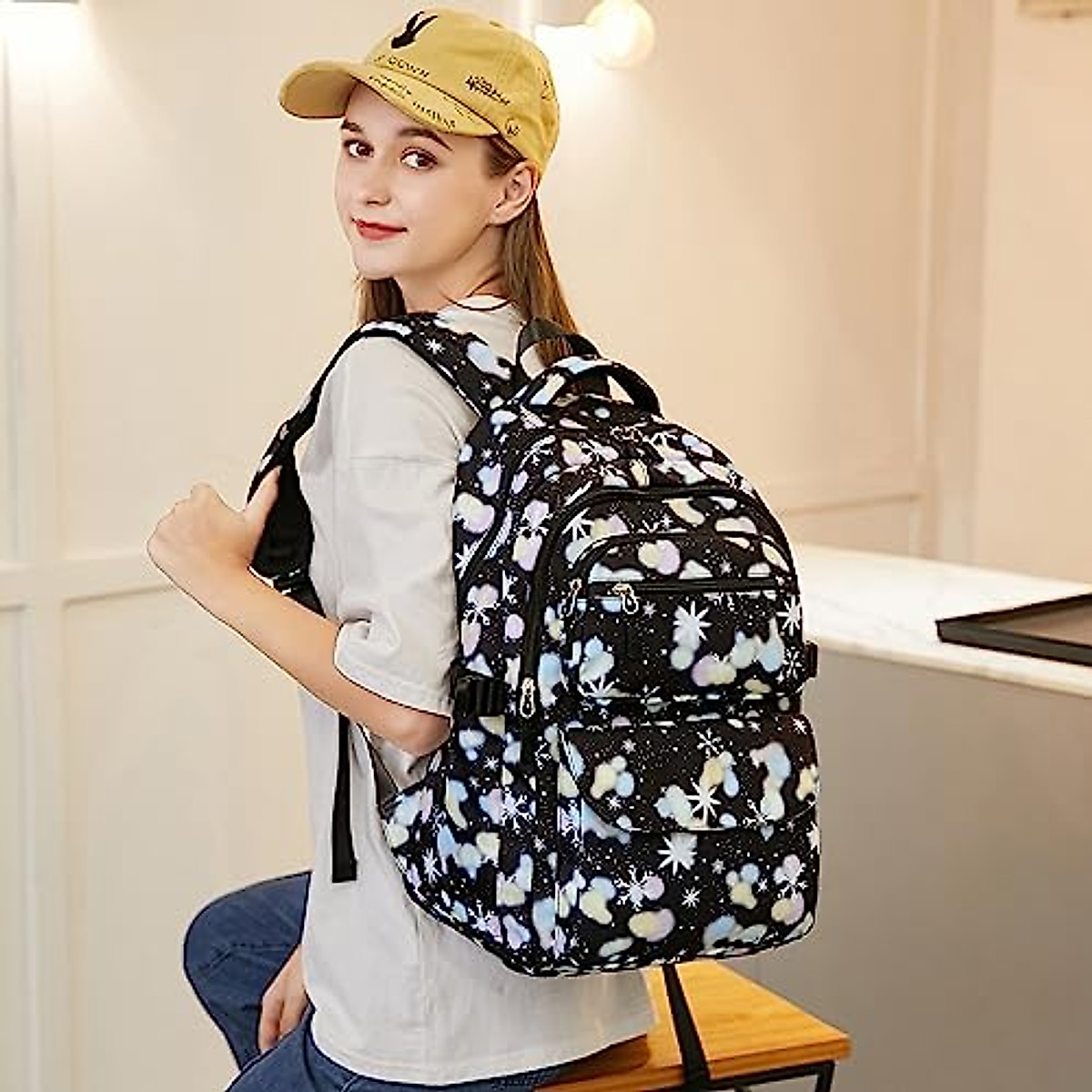 Joyfulife School Backpack for Girls Backpack with Lunch Box Lightweight Water Resistant Kids Bookbags Set