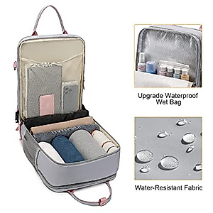 InduSKY Large Travel Backpack for Women, 40L Carry On Backpack Airline Flight Approved with USB Charging Port Shoes Compartment, Personal Luggage Backpack Casual Daypack 15.6 Inch Laptop Backpack