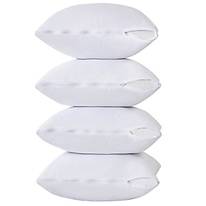 4 Pack Waterproof Down Feather Proof Pillow Protectors with Zipper 20x20 Zippered Pillow Covers for Square Throw Pillow