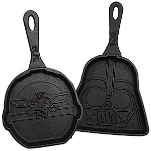 Ross Acquisition Inc. Star Wars DIY Pancake Making Kit,Mandalorian The Child and Darth Vader Shaped Cast Iron Skillets with Mix for Pancakes,Baking Gift Sets,Set of 2