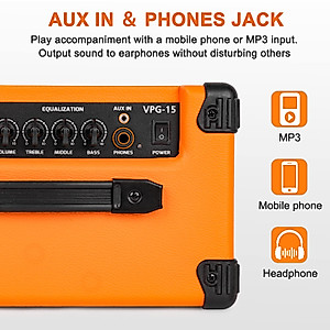 Vangoa Electric Guitar Amplifier, 10W Guitar Practice Small Amp Mini Portable Guitar Amp with Headphone Jack and Distortion Tone, Pink