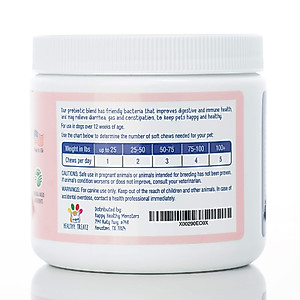 Healthy Treatz Probiotic Chews for Dogs - with Natural Digestive Supporting Enzymes for Relief of Diarrhea & Upset Stomach + Gas & Constipation - Allergy & Immune System Support