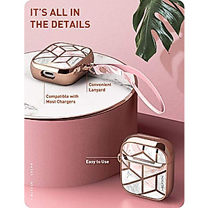 i-Blason Cosmo Series Case Designed for Airpods 2nd Generation/1st Generation, 360° Protective Stylish Marble AirPods Case Cover Compatible with Apple AirPods 1st/2nd (Marble)