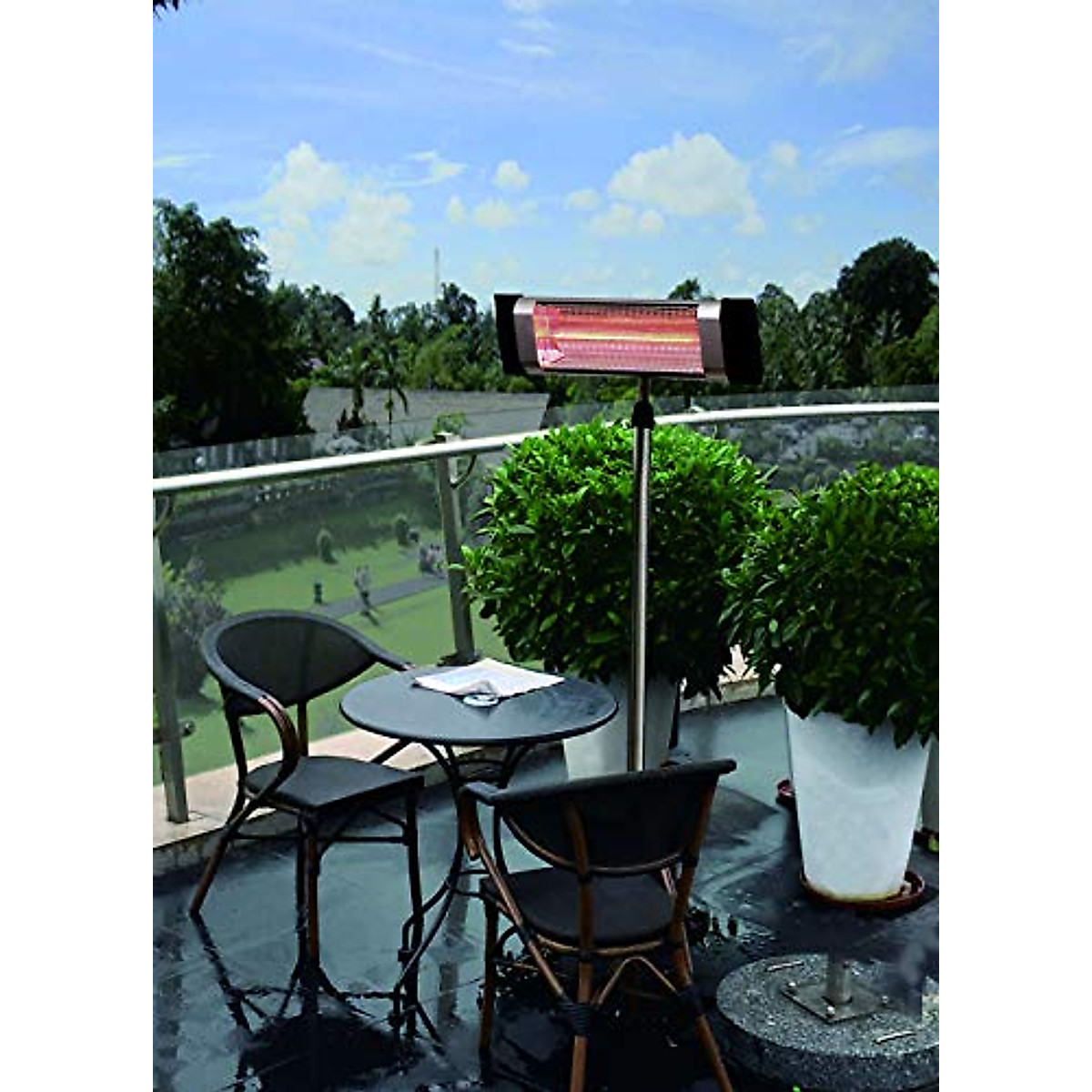 Westinghouse Infrared Electric Outdoor Heater, Pole Mounted Patio Heater, Tip-Over Protection, Durable Carbon Filament Element, Adjustable Pole, Waterproof and Dust Resistant