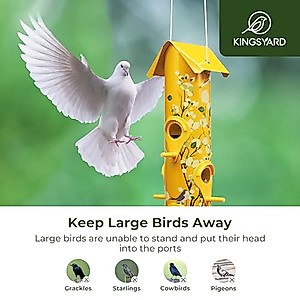 Kingsyard Metal Bird Feeders for Outdoors Hanging, 6-Ports Tube Bird Feeder, 14 inch, Durable & Weatherproof, Large Capacity for Attracting Wild Birds (Yellow)