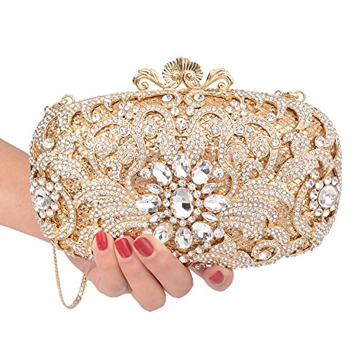 MOSSMON Luxury Crystal Clutch Women Rhinestone Evening Bag for Party and Wedding