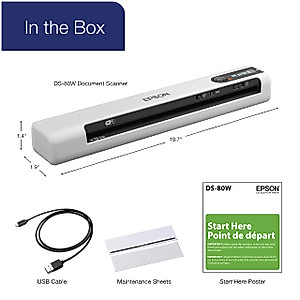 Epson DS-80W Wireless Portable Sheet-fed Document Scanner for PC and Mac