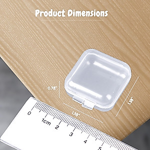 HONGYIECO 80 Pcs Mini Square Storage Containers and Organizer with Hinged Lid,Transparent Craft Supply Box for Earrings Chains Tiny Items Earplug