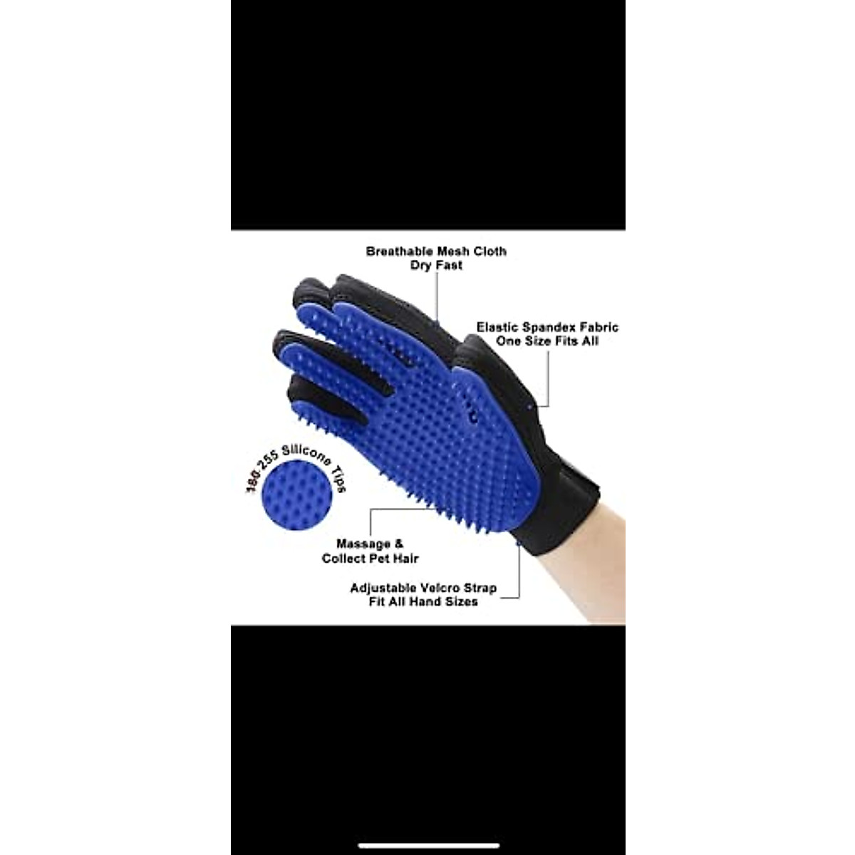 Pet grooming glove gentle deshedding brush (One size)