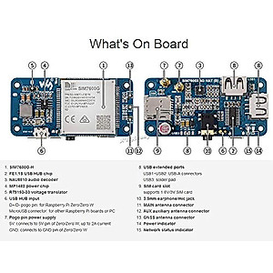 XYGStudy SIM7600G-H 4G HAT (B) for Raspberry Pi Zero/Zero W/PC, LTE Cat-4 4G / 3G / 2G Support GNSS Positioning Global Band Supports Wireless Communication Telephone Call SMS GPS Dial-up etc