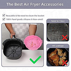 CaeyBrye Silicone Air Fryer Liner - 7.5inch Reusable Air Fryer Silicone Basket Heat Resistant Easy Cleaning Non-stick Air fryers Silicone Pot for Air fryer Oven Accessories(Pink)