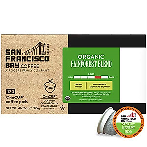 San Francisco Bay Compostable Coffee Pods - Organic Rainforest Blend (120 Ct) K Cup Compatible including Keurig 2.0, Medium Dark Roast