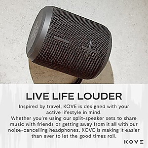KOVE Mini Commuter 2 Portable Speaker - Black Bluetooth Speakers, Wireless with HD Louder Volume, Deep Bass Subwoofer, Microphone, IPX7 Water Resistant - Perfect Boom Box for Home, Outdoor or Travel