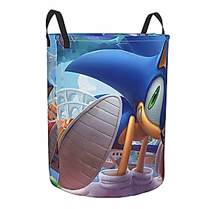 ZHANGJQ Soni_c Hedg-ehog Laundry Hamper Large Laundrys Basket Waterproof Foldable with Handles 38L Round Storage Bag,Bathroom/Bedroom/Dorm