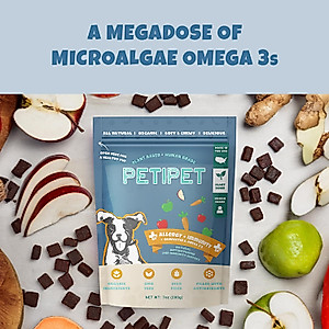 Petipet Dog Allergy Relief Chews - Quercetin + Omega 3 - Natural Antihistamine for Itching, Paw Licking, Seasonal and Grass Allergies - for Itchy Skin, Hot Spots, Immune Support