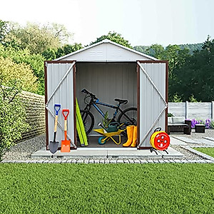Evedy 6' x 4' Outdoor Storage Shed, Metal Tool Sheds, Heavy Duty Storage House with Door & Lock for Backyard Patio Lawn to Store Bikes, Tools, Lawnmowers