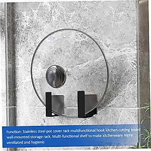 DOITOOL 2pcs Stainless Steel Pot Lid Rack Shelves for Storage Wall Mounted Kickid Lid Racks