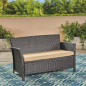 Christopher Knight Home Tori Outdoor Wicker Loveseat, Brown and Tan