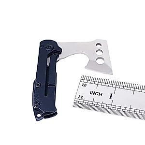 JIUMX Mini Folding Small Axe Stainless Steel Small Axe OutDoor EDC Portable Tool Pocket Knife (Silver)