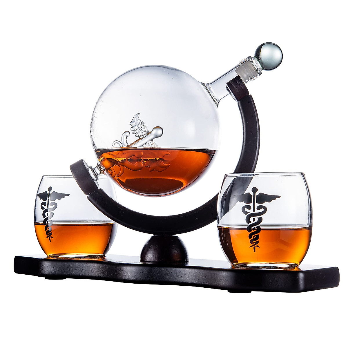 Doctors Dr. & Healthcare Worker Gifts Men & Women - Wine & Whiskey Decanter caduceus Symbol - Father's Day Doctor - 750 mL Gift Idea for Nurses, EMT, Hygienists, Physician, Dentists Gifts for Dad