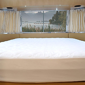 AB Lifestyles RV 72x75 Short King Quilted Mattress Pad Cover. Fitted Sheet Style. for RV, Camper. Made in The USA… White