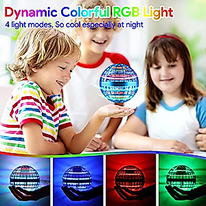 Flying Orb Ball Toy 2023 Upgraded, Hover Orb Ball with Lights, Hand Controlled Flying Spinner Mini Drone Ball, Magic Boomerang Ball Drone, Cool Toys Birthday Gift for Kids Adults Indoor Outdoor (Blue)